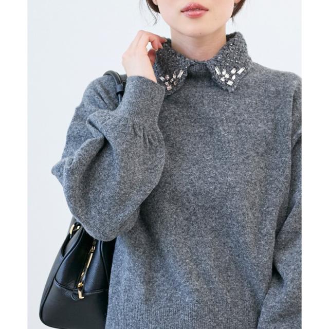 【NEW】ルクールブラン（le．coeur blanc）/2wayスパンコール襟ニット