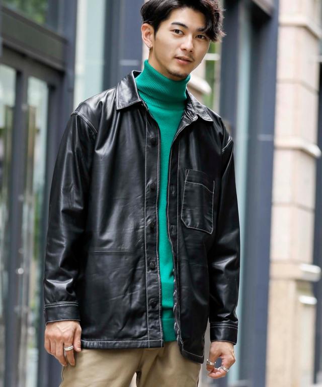 ロンドンデニム/【LondonDenim】シープレザー/オーバーシャツ ブルゾン