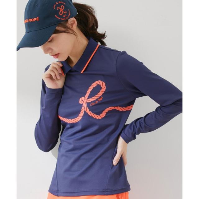 ジュン＆ロぺ（JUN&ROPE’）/【ECO】【UV】【防透】Rロープ柄衿付長袖プルオーバー