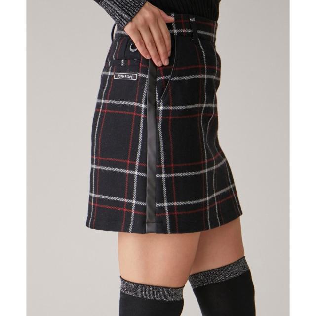 【NEW】ジュン＆ロぺ（JUN&ROPE’）/ウール混チェック柄サイドラインスカート