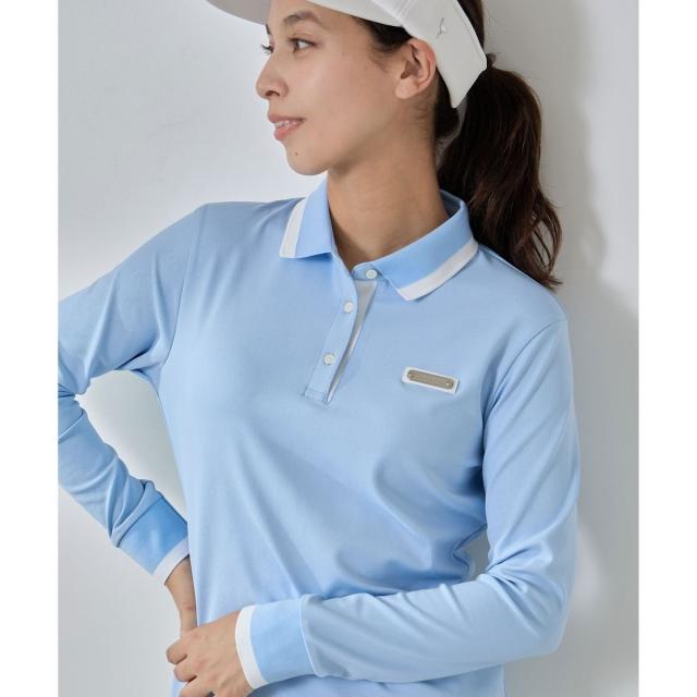 ジュン＆ロぺ（JUN&ROPE’）/モノグラム柄プリント長袖ポロ/UV・接触冷感