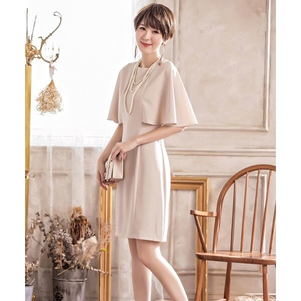 ドレスプラス（DRESS+）/ボートネックフレアスリーブシンプルワンピース