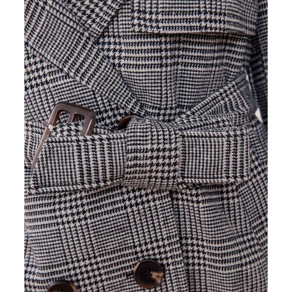 ドレスプラス（DRESS+）/グレンチェックウエストリボントレンチコート