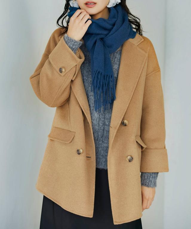 セゾン ド パピヨン/ウール混ダブルフェイスPコート