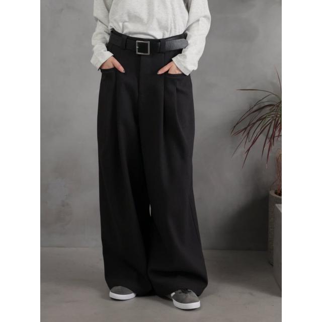 【NEW】ドロー（DRAW）/Belted High−Waist Tuck Pocket Pants / 2タック ハイウエスト