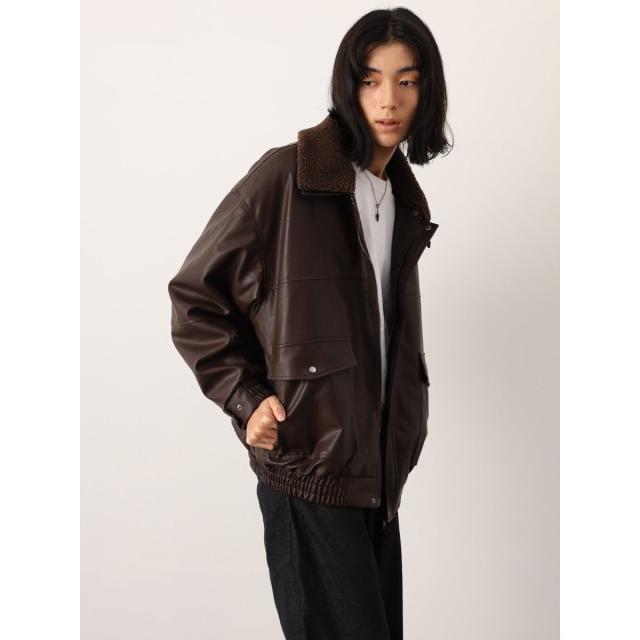 ドロー（DRAW）/ドロー 衿ボア 合成皮革ブルゾン （ユニセックス）