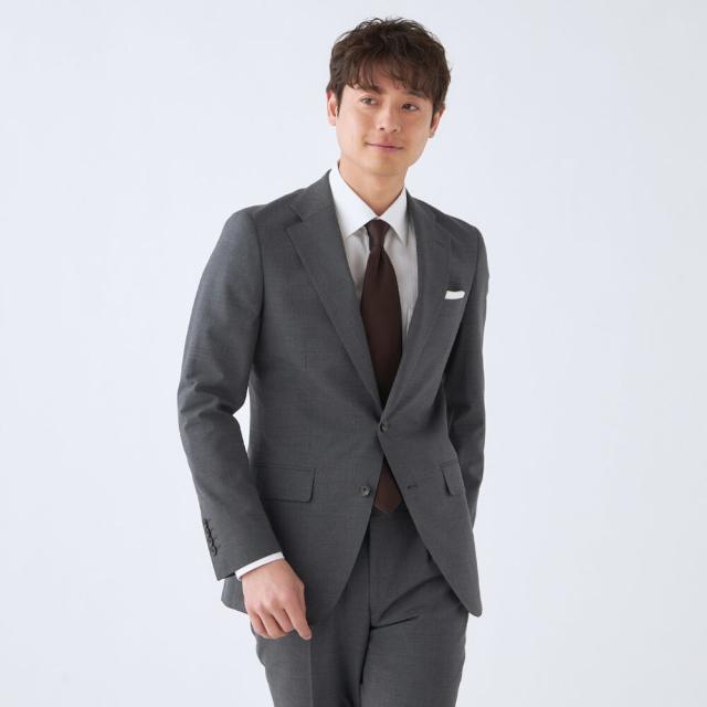 スーツセレクト（SUIT SELECT）/【年間】2釦シングルスーツ 1タック チャコールグレー 無地 パンツウォシャブル