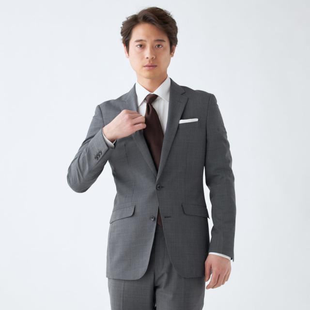 スーツセレクト（SUIT SELECT）/【2釦シングルスーツ】ノータック ネイビー シャドー柄 ※パンツ裾上げ済仕様