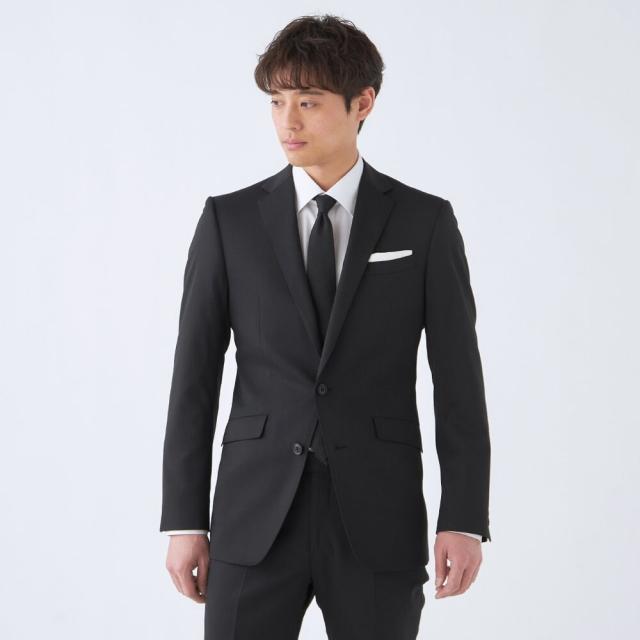 スーツセレクト（SUIT SELECT）/【オールシーズン】2釦シングルスーツ ノータックパンツ ブラック 無地