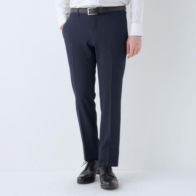 スーツセレクト（SUIT SELECT）/【洗えるテーパードパンツ】ノータック スラックス ネイビー無地 ※裾上げ済仕様