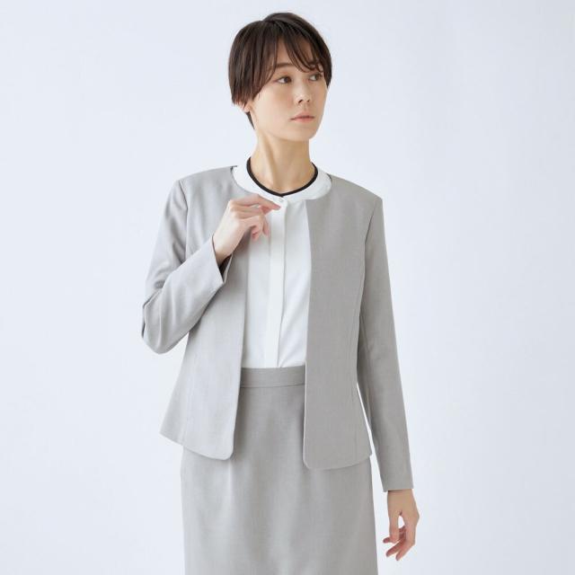 スーツセレクト（SUIT SELECT）/【オールシーズン】洗えるキーカラージャケット レディース グレー ウォッシャブル ストレッチ