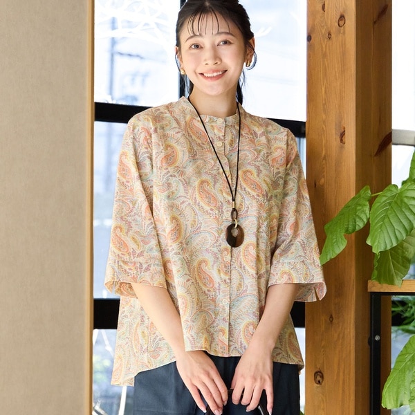 ミゼール（missel）/【洗える・綿100】リバティプリント Aラインシャツ