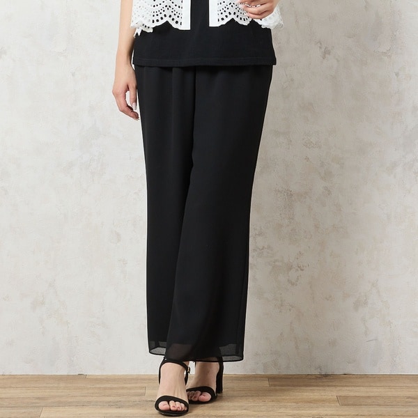 ミゼール（missel）/【洗える・セットアップ可能・3L/4Lサイズあり】ジョーゼットセミワイドパンツ