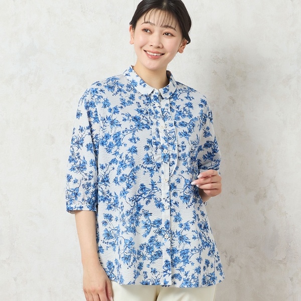 ミゼール（missel）/【洗える・綿100】クラシックフラワー フリルシャツ