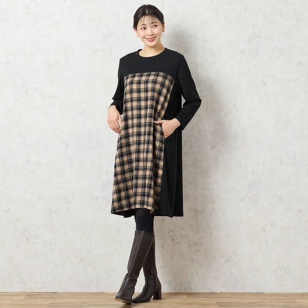 ミゼール（missel）/【WEB限定カラーあり・3L/4Lサイズあり】チェック柄Aラインワンピース