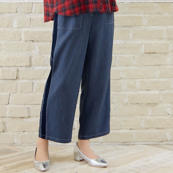 ミゼール（missel）/【洗える・3L/4Lサイズあり】サイドラインデニムパンツ