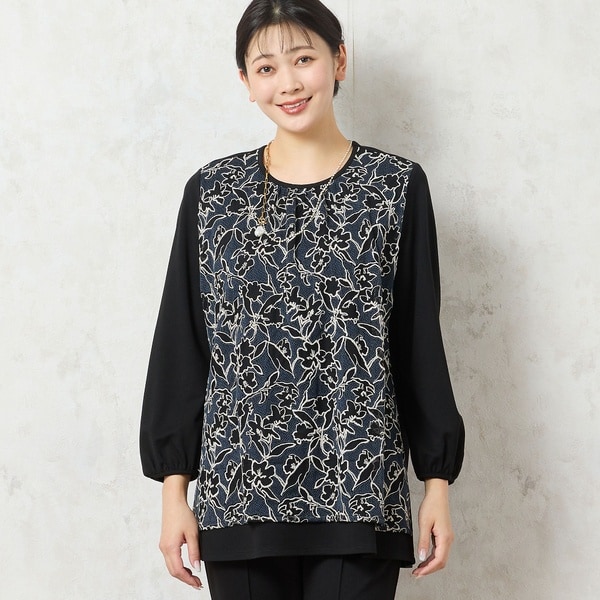 ミゼール（missel）/【洗える・3L/4Lサイズあり】チュール刺繍カットソー