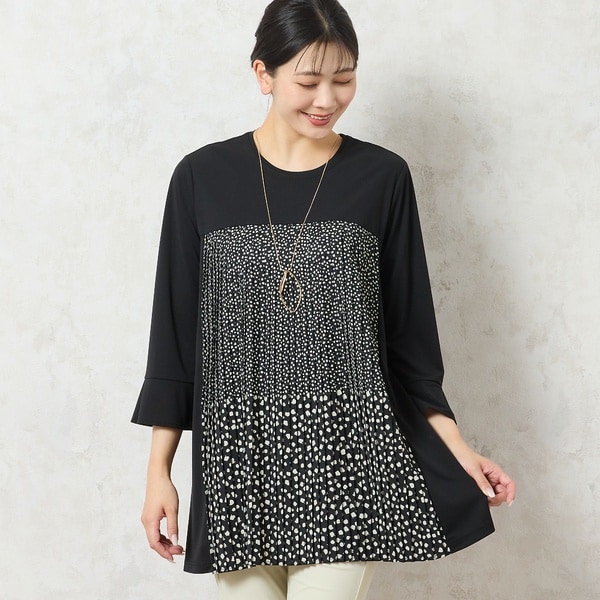 ミゼール（missel）/【洗える・3L/4Lサイズあり】ドットプリーツチュニック