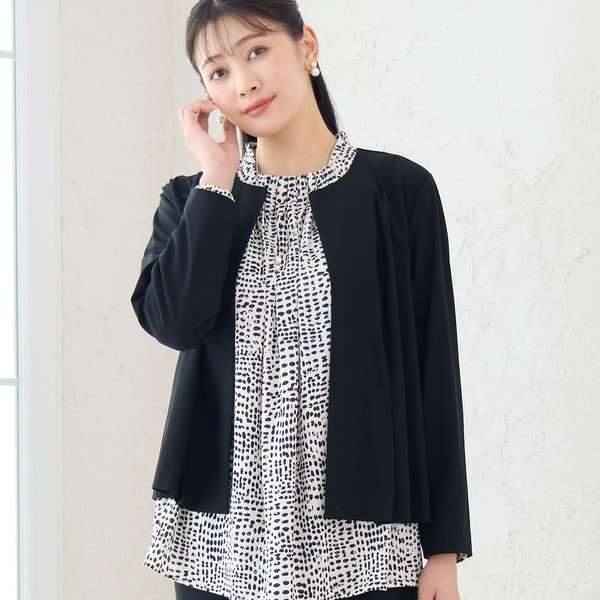 ミゼール（missel）/【洗える・セットアップ可能・3L/4Lサイズあり】漆黒ノーカラージャケット