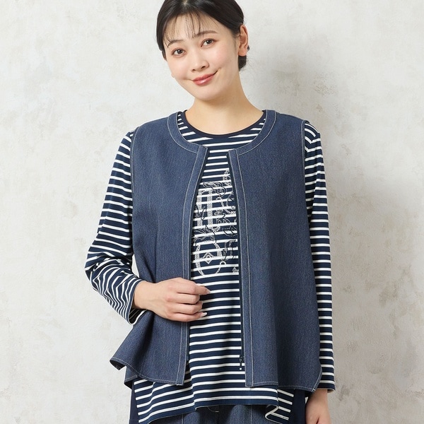 ミゼール（missel）/【洗える・セットアップ可能】リブ使いデニムベスト