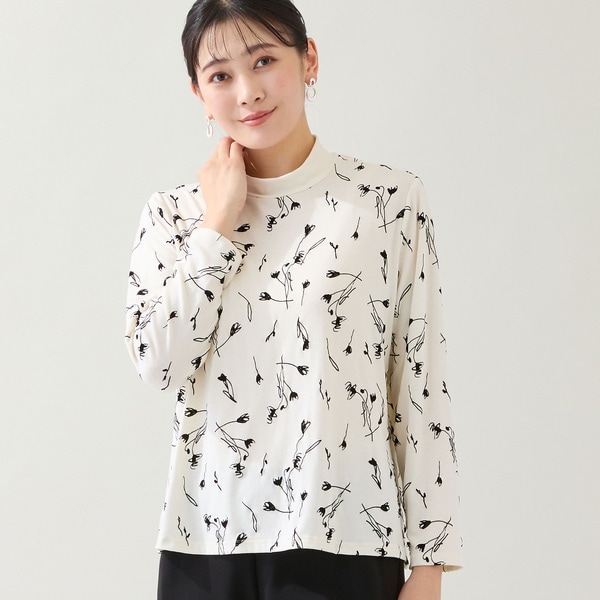 ミゼール（missel）/【日本製・3L/4Lサイズあり】花柄フロッキーカットソー