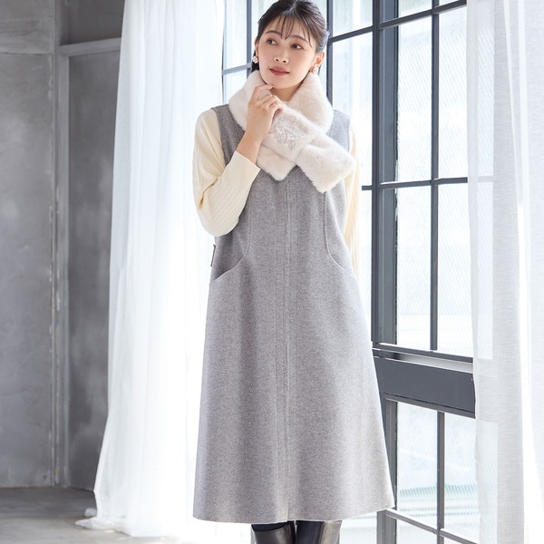 ミゼール（missel）/【2WAY・3L/4Lサイズあり】Aラインジャンパースカート（グレー）