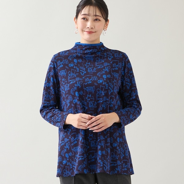 ミゼール（missel）/【洗える・日本製・3L/4Lサイズあり】モチーフ柄ジャカードカットソー