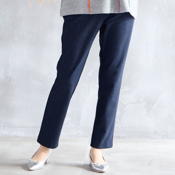 ミゼール（missel）/【暖かパンツ・洗える・日本製・3L/4Lサイズ】デニム柄裏起毛パンツ