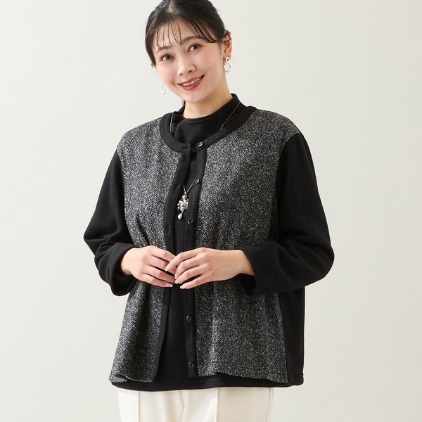 ミゼール（missel）/【洗える・日本製・3L/4Lサイズあり】起毛ジャカードカーディガン