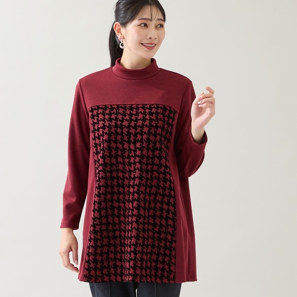 ミゼール（missel）/【洗える・日本製・3L/4Lサイズあり】千鳥柄フロッキーチュニック