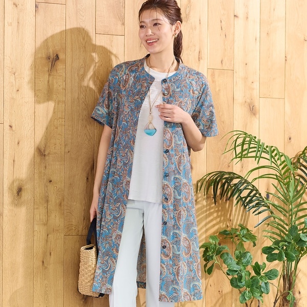 ロブジェ（LOBJIE）/【洗える・綿100】ペイズリー柄チュニックワンピース