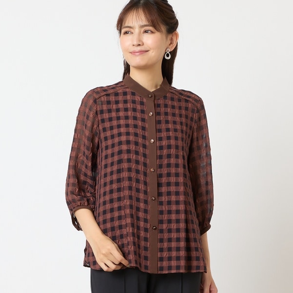 ロブジェ（LOBJIE）/【洗える】シアーギンガムチェックブラウス