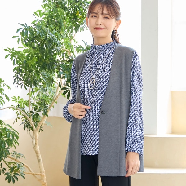 ロブジェ（LOBJIE）/【あったか素材・洗える・セットアップ可能】ワンボタンベスト