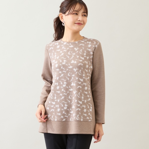 ロブジェ（LOBJIE）/【洗える・アンサンブル可能・日本製】花柄オパール加工カットソー