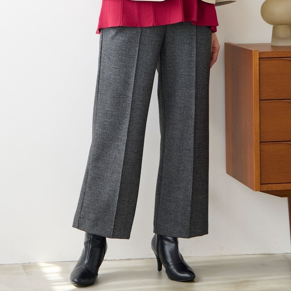 ロブジェ（LOBJIE）/【あったか素材・洗える・日本製】ピンタック入りワイドパンツ