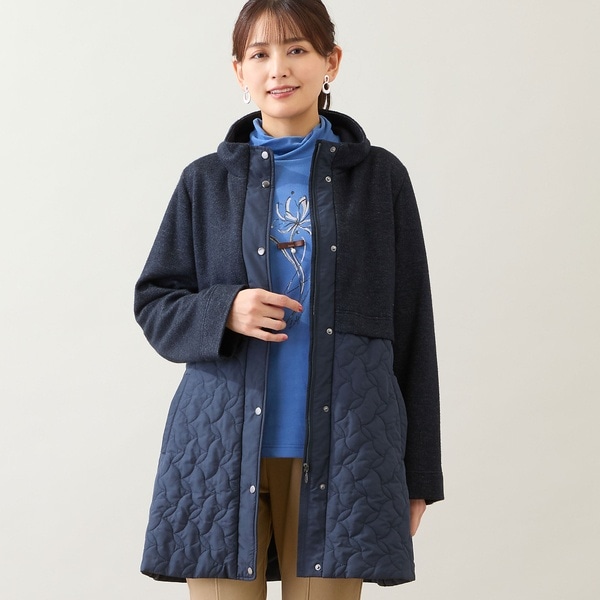 ロブジェ（LOBJIE）/ニット×キルティングコート（ダークブルー）