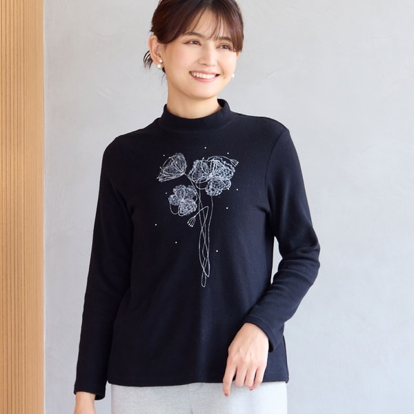 ロブジェ（LOBJIE）/【洗える・日本製】モヘア刺繍起毛カットソー