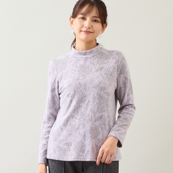 ロブジェ（LOBJIE）/【洗える・日本製】ローズ柄起毛ジャカードカットソー