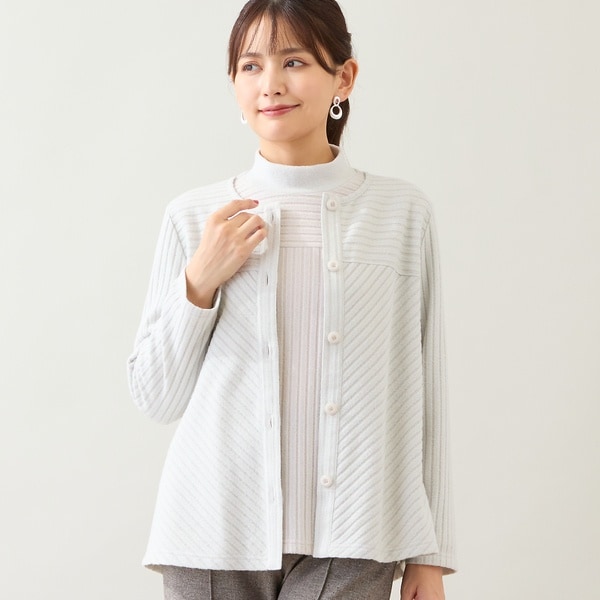 ロブジェ（LOBJIE）/【洗える・アンサンブル可】起毛リブカーディガン