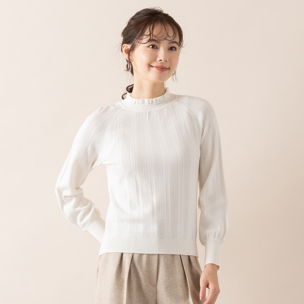 リリアンビューティ エクラ（Liliane Burty ECLAT）/【Charme par Eclat】フリル衿　ウォッシャブルニット