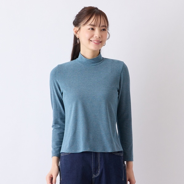 リリアンビューティ エクラ（Liliane Burty ECLAT）/【S・Mサイズ】人気につき追加！ベア天竺細ボーダー　ハイネックTシャツ