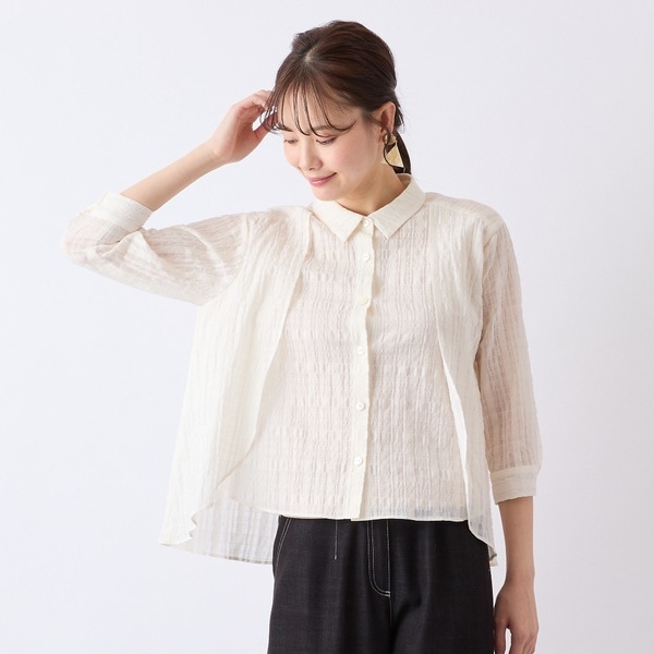 リリアンビューティ エクラ（Liliane Burty ECLAT）/【S・Mサイズ】ウォッシャブルシースルーチェックブラウス