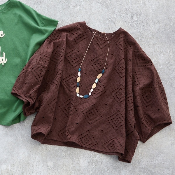 リリアンビューティ エクラ（Liliane Burty ECLAT）/【洗える】綿レースプルオーバーブラウス