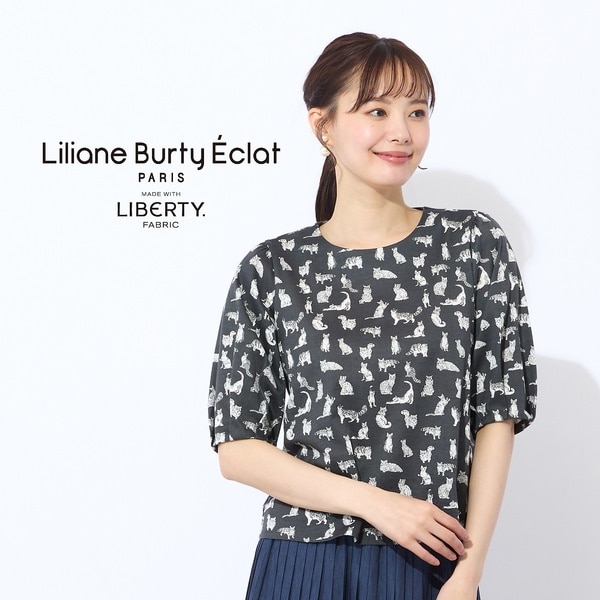 リリアンビューティ エクラ（Liliane Burty ECLAT）/【洗える】リバティ　ねこ/フラワープリントTシャツ