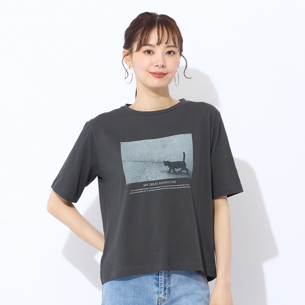 リリアンビューティ エクラ（Liliane Burty ECLAT）/【洗える・吸水速乾】綿100％ネコプリントTシャツ