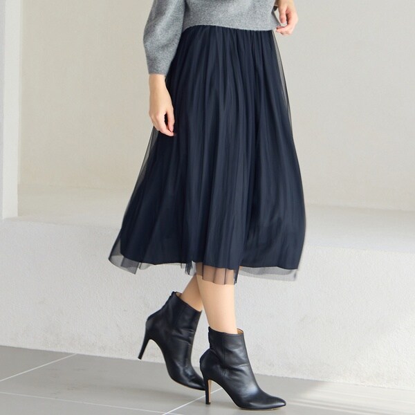 リリアンビューティ エクラ（Liliane Burty ECLAT）/【洗える・リバーシブル】チュール×デシンスカート