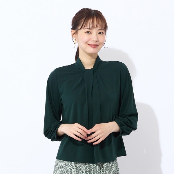 リリアンビューティ エクラ（Liliane Burty ECLAT）/【洗える・接触冷感】ボウタイ風プルオーバーTシャツ