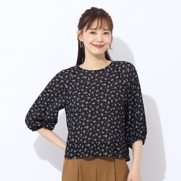 リリアンビューティ エクラ（Liliane Burty ECLAT）/【洗える】ストレッチシアープリントブラウス