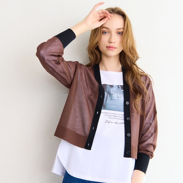 リリアンビューティ エクラ（Liliane Burty ECLAT）/【洗える】シアーニットカーディガン