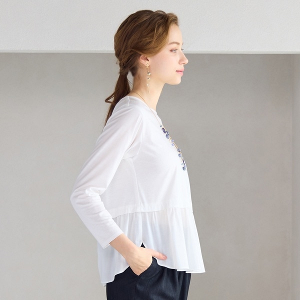 リリアンビューティ エクラ（Liliane Burty ECLAT）/【洗える・接触冷感】配色切り替えTシャツ